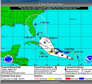 Tropical Storm Emily is Expected to Strengthen Today as it Approaches ...